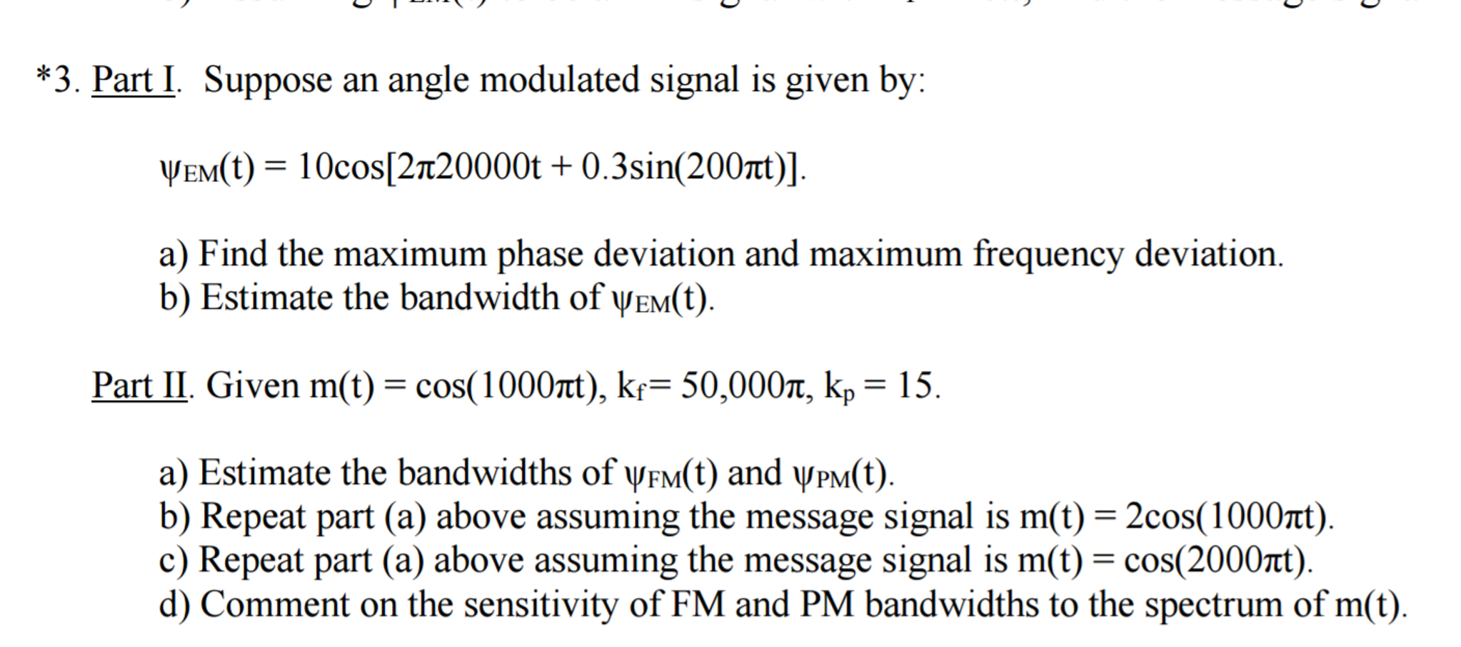 Solved Suppose an angle modulated signal is given by: | Chegg.com