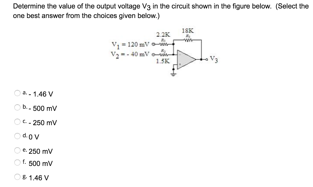 Solved Determine the value of the output voltage V3 in the | Chegg.com