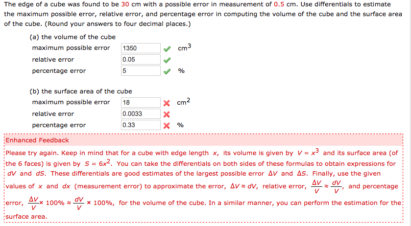 Solved The Edge Of A Cube Was Found To Be 30 Cm With A 