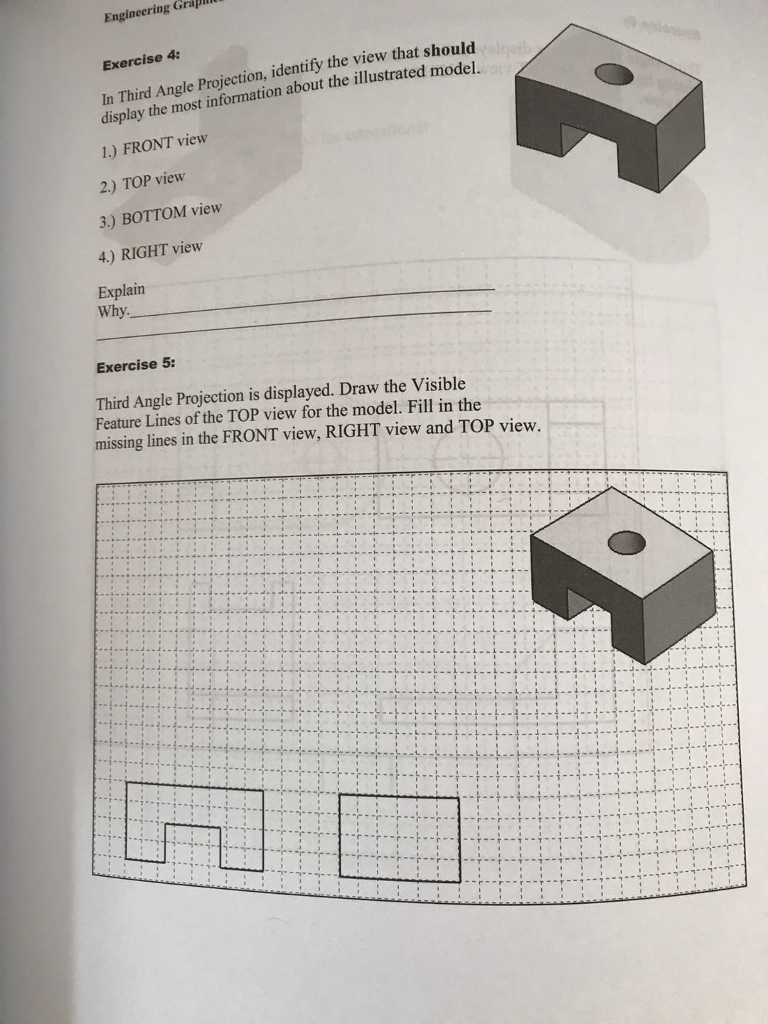 Solved Engineering Grapl Exercise 4: In Third Angle | Chegg.com