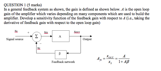 Solved QUESTION 1 (5 marks) In a general feedback system as | Chegg.com