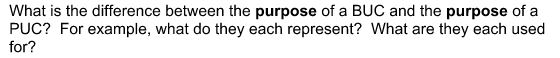 Solved What is the difference between the purpose of a BUC | Chegg.com