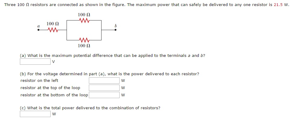 Solved Three 100 omega resistors are connected as shown in | Chegg.com