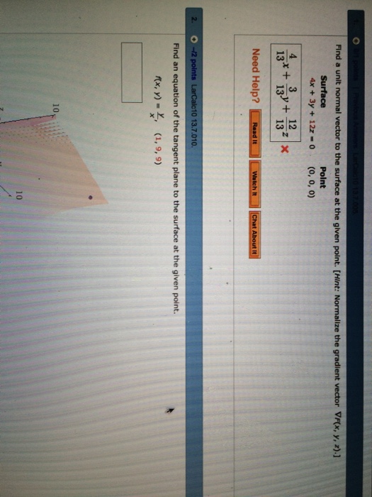Solved Find A Unit Normal Vector To The Surface At The Given