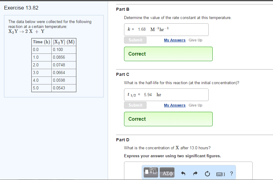 Solved Exercise 13.82 The data below were c collected for | Chegg.com