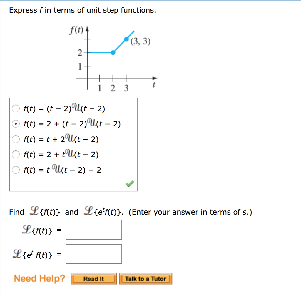 Solved Express f in terms of unit step functions. F(t) = (t | Chegg.com