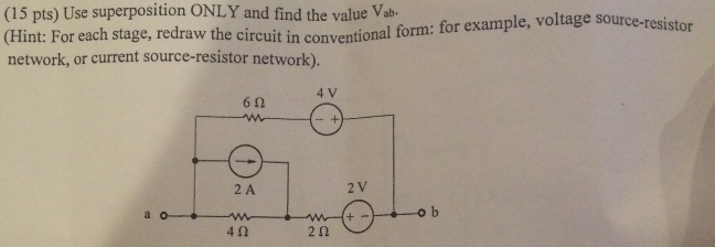 Solved Use superposition ONLY and find the value Vab. | Chegg.com