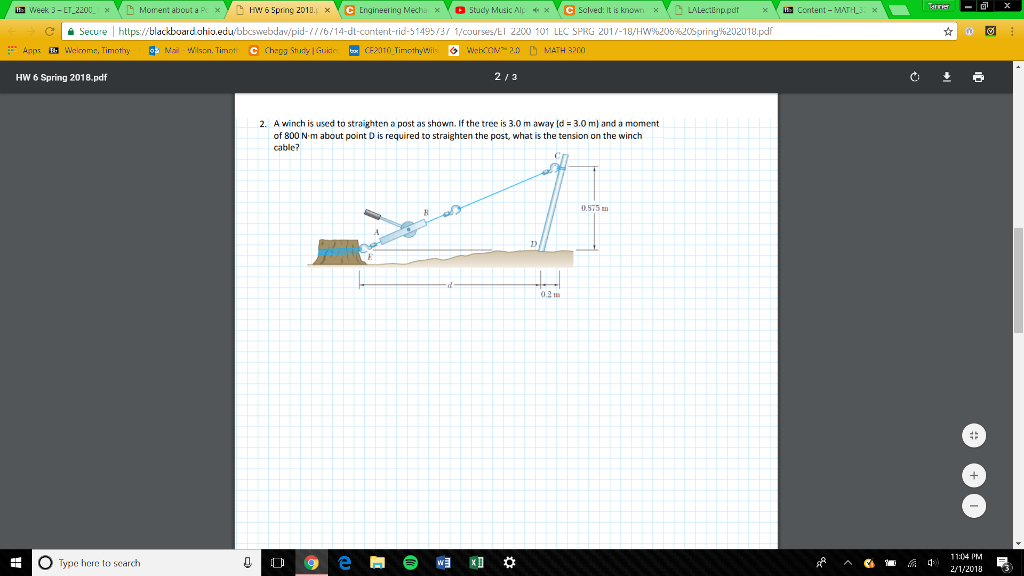 Solved week 3-E 200, × ー Moment about a P × y HW 6 Spring | Chegg.com