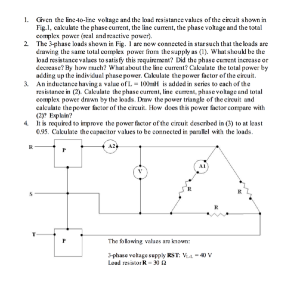 Solved Given the line-to-line voltage and the load | Chegg.com