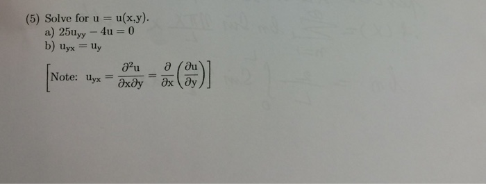 Solved Solve for u = u(x,y). 25u_yy - 4u = 0 u_yx = u_y | Chegg.com