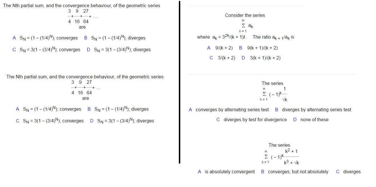 Solved The Nth partial sum and the convergence behaviour, of | Chegg.com