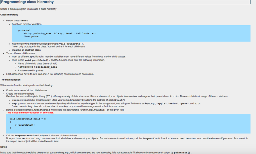 Programming: class hierarch Create a simple program | Chegg.com