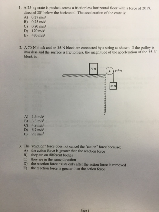 Solved 1. A 25-kg crate is pushed across a frictionless | Chegg.com