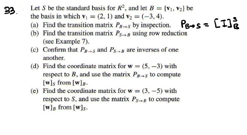 Solved Let S be the standard basis for R2, and let B = M, v) | Chegg.com