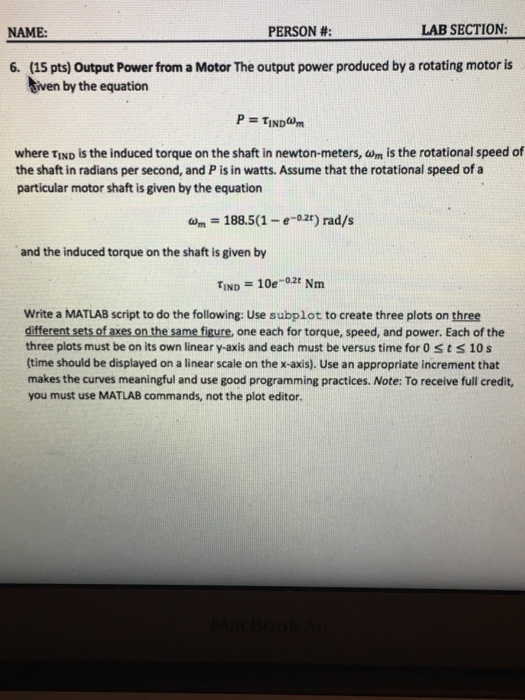 Solved Output Power from a Motor The output power produced | Chegg.com