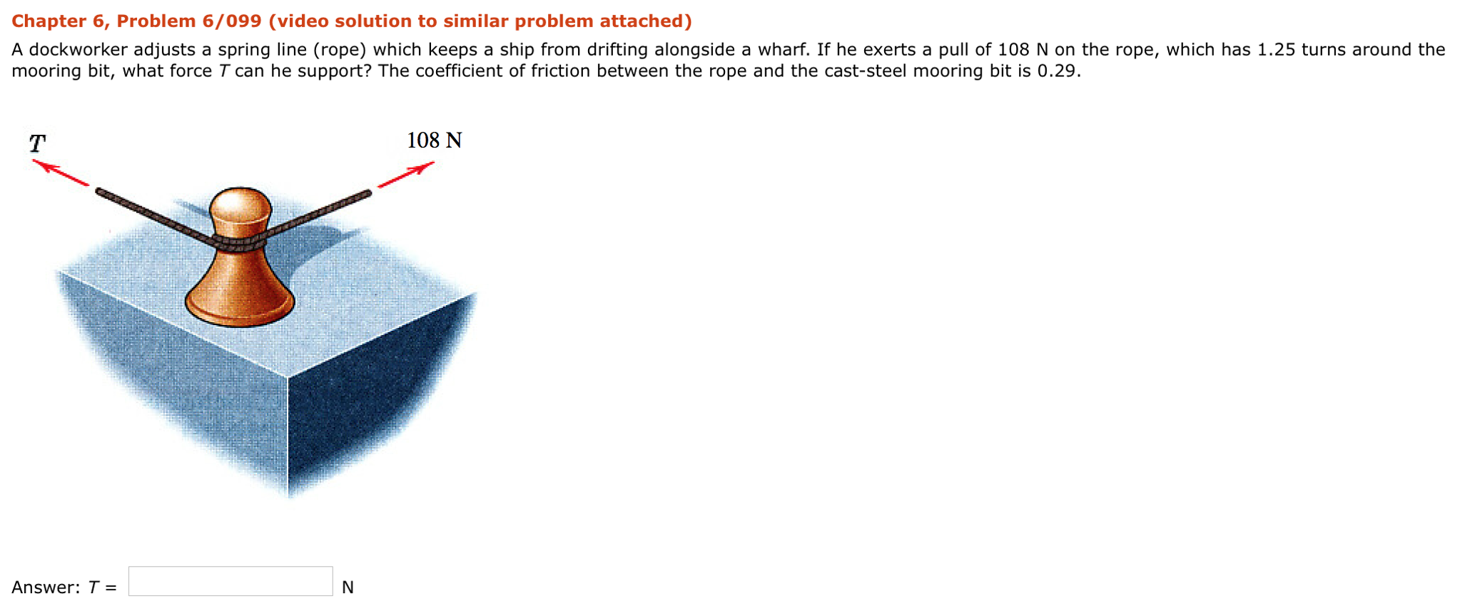 Solved A dockworker adjusts a spring line (rope) which keeps | Chegg.com