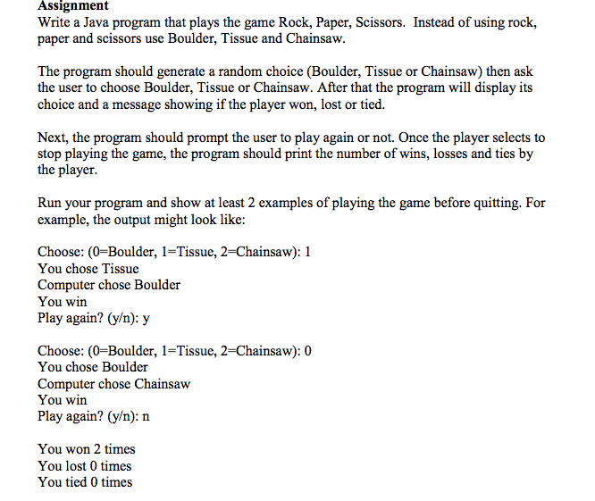 Solved Assignment Write a Java program that plays the game | Chegg.com