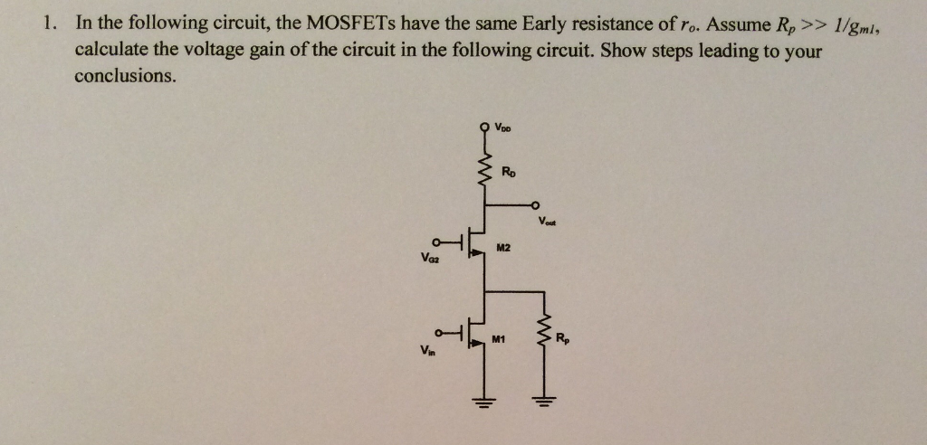 Solved In the following circuit, the MOSFETs have the same | Chegg.com