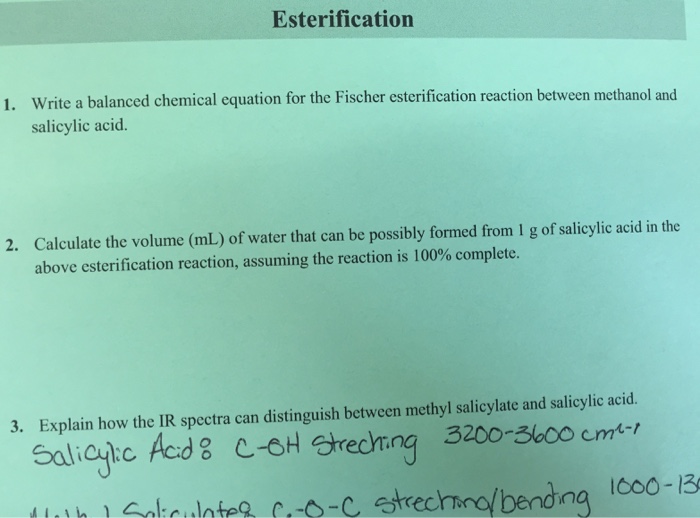 Solved Write a balanced chemical equation for the Fischer | Chegg.com