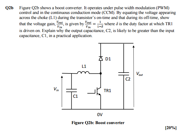 Solved Shows a boost converter. It operates under pulse | Chegg.com
