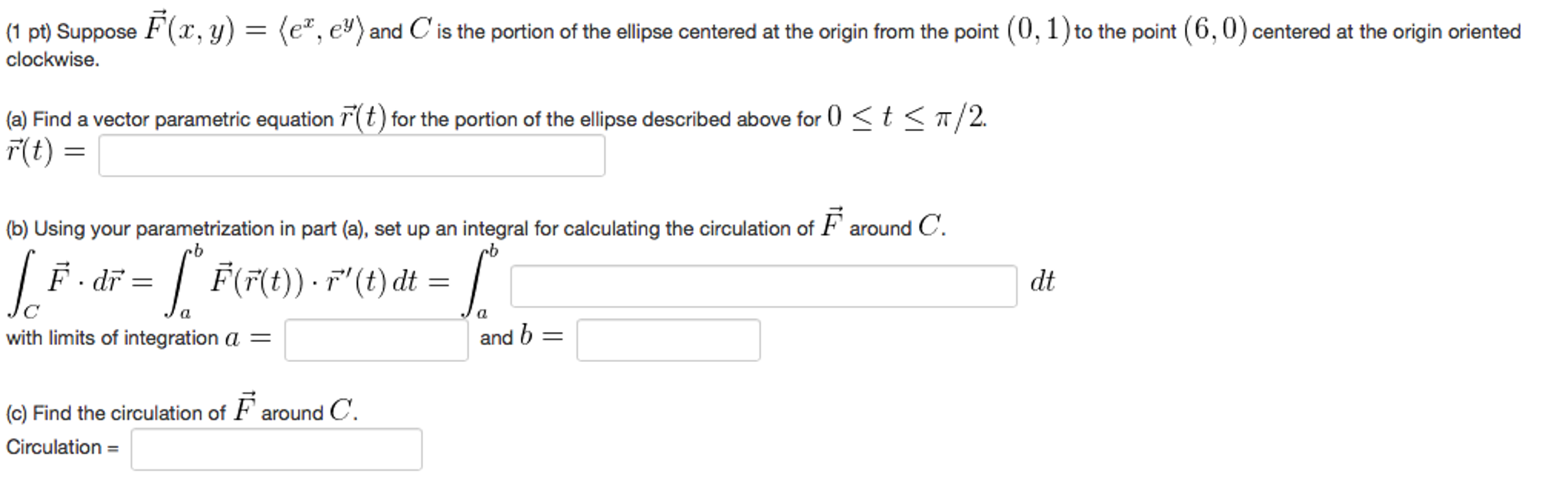 Solved Suppose F(x, y) = (e^x, e^y) and C is the portion of | Chegg.com