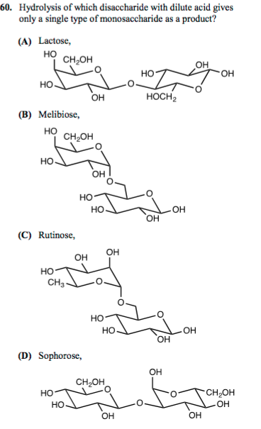 Solved Hydrolysis of which disaccharide with dilute acid | Chegg.com