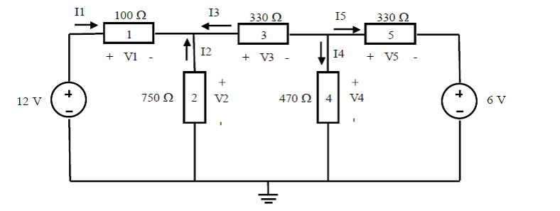 Solved Solve for V1, V2, V3, V4, V5, I1, I2, I3, I4, I5. | Chegg.com