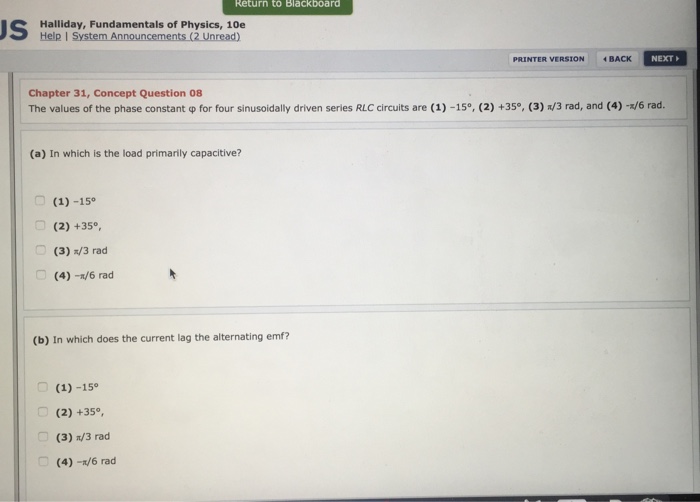 Solved The values of the phase constant phi for four | Chegg.com