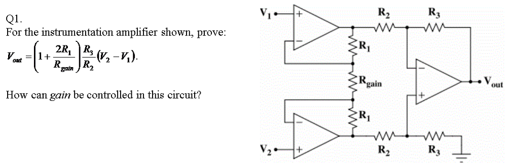 Solved R2R Q1. For the instrumentation amplifier shown, | Chegg.com