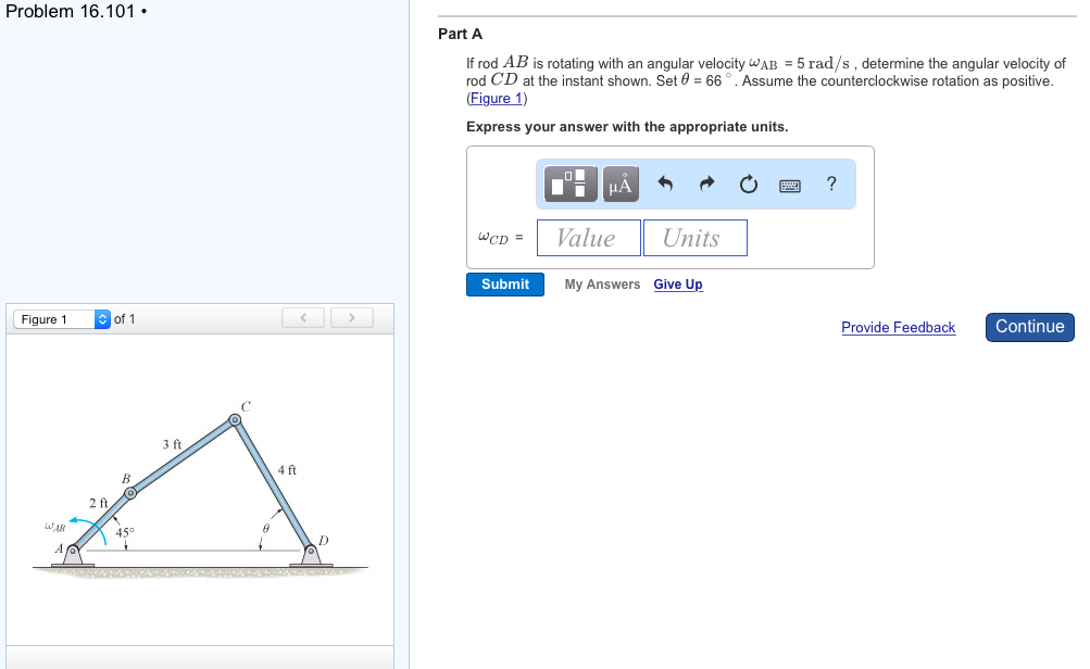 Solved Problem 16.101 . Part A If rod AB is rotating with an | Chegg.com