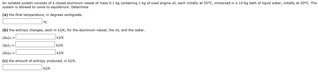 Solved An isolated system consists of a closed aluminum | Chegg.com