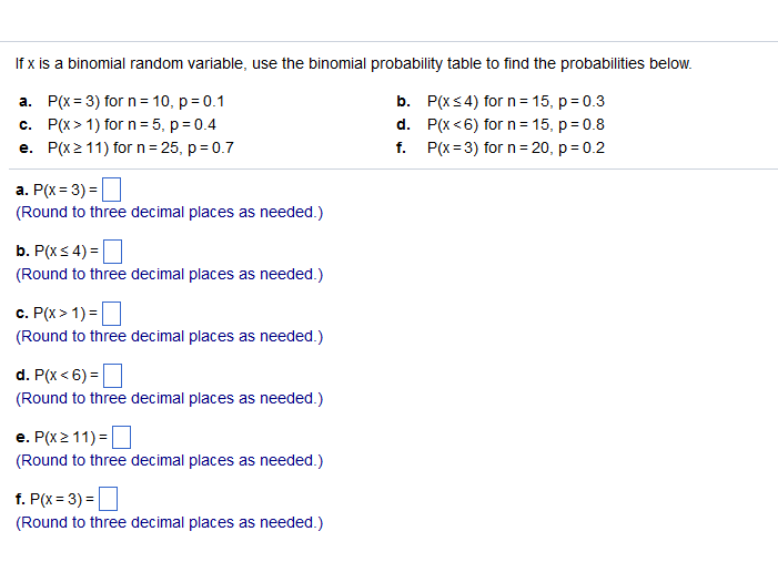 Solved If x is a binomial random variable, use the binomial | Chegg.com