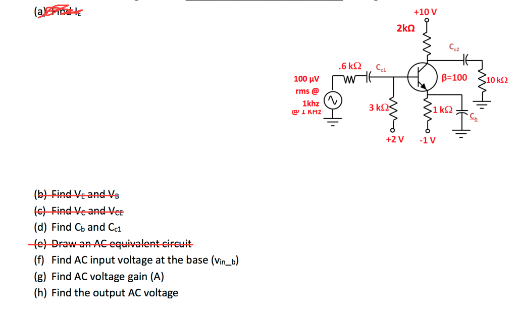 Solved Find AC input voltage at the base (v_in_b) Find AC | Chegg.com