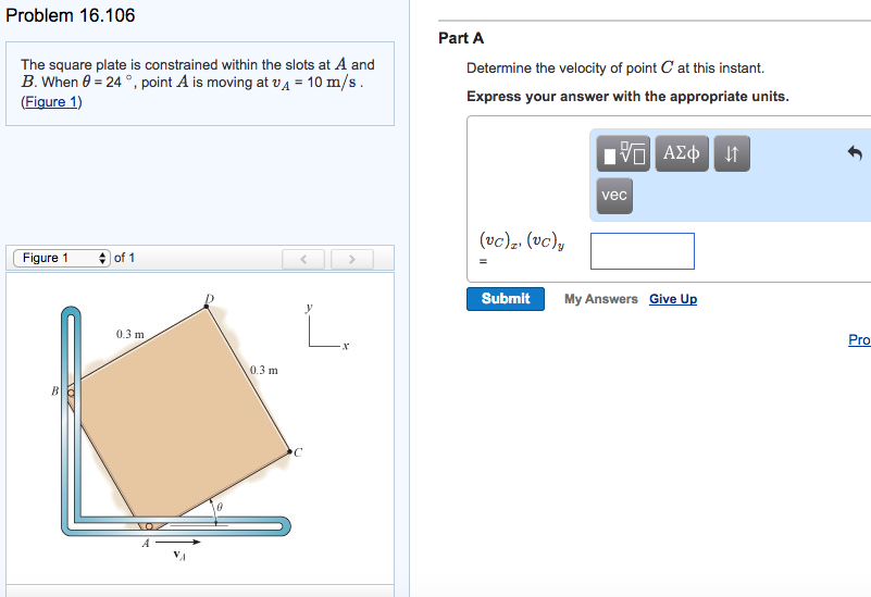 Solved The square plate is constrained within the slots at A | Chegg.com