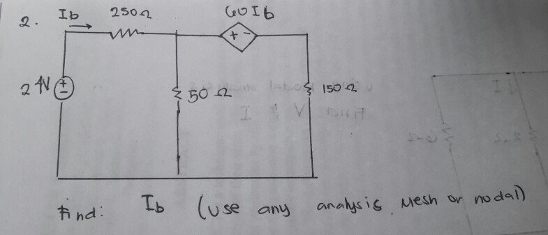 Solved given the circuit, find Ib using either mesh or nodal | Chegg.com