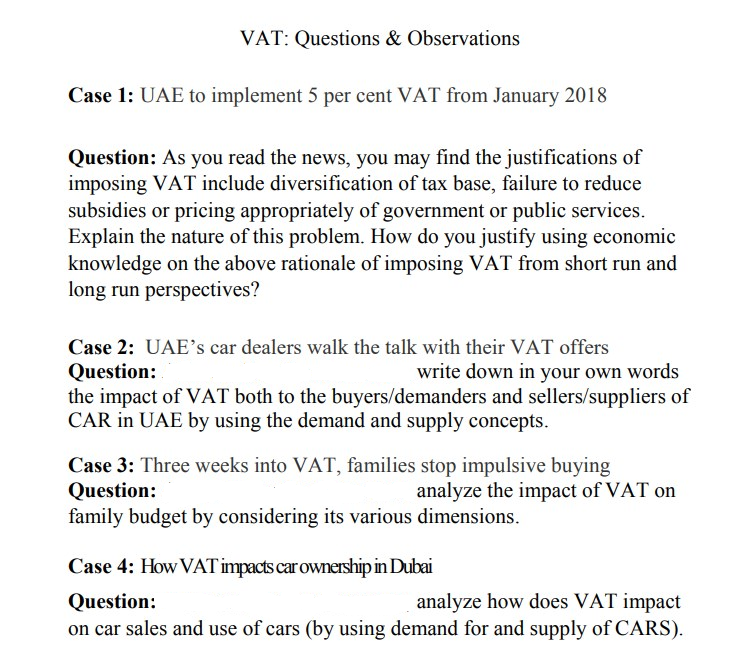 Solved VAT: Questions & Observations Case 1: UAE to | Chegg.com