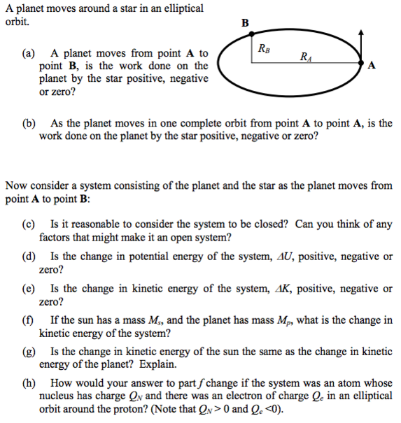 Solved: A Planet Moves Around A Star In An Elliptical Orbi... | Chegg.com
