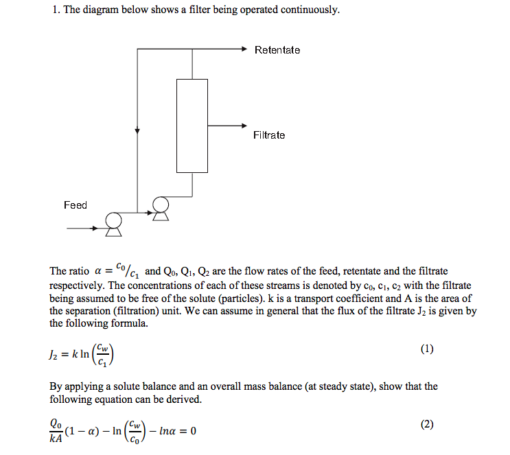 Solved 1. The diagram below shows a filter being operated | Chegg.com