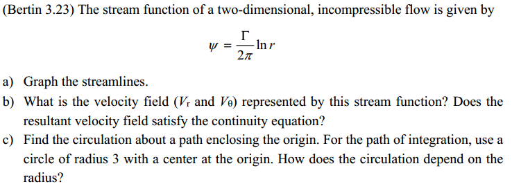 Solved The stream function of a two-dimensional, | Chegg.com