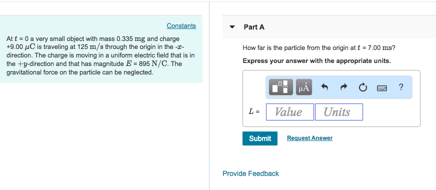 Solved Constants Part A Att 0 a very small object with mass | Chegg.com