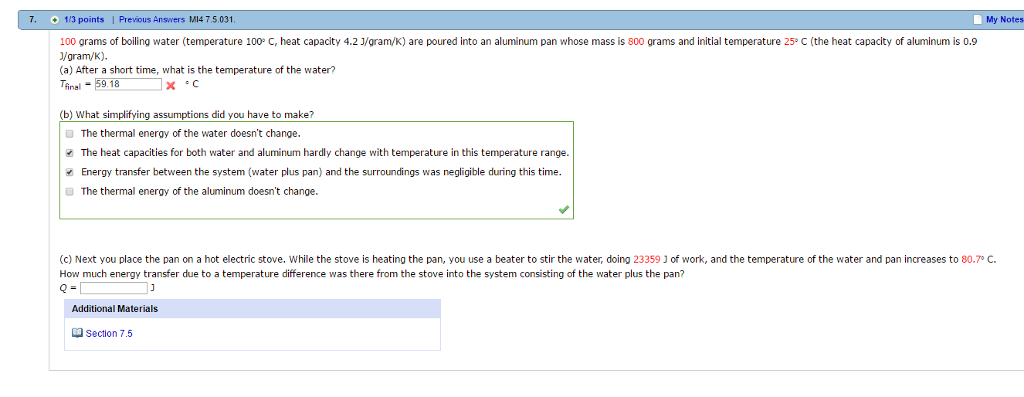 Solved 100 grams of boiling water (temperature 100 degree C, | Chegg.com