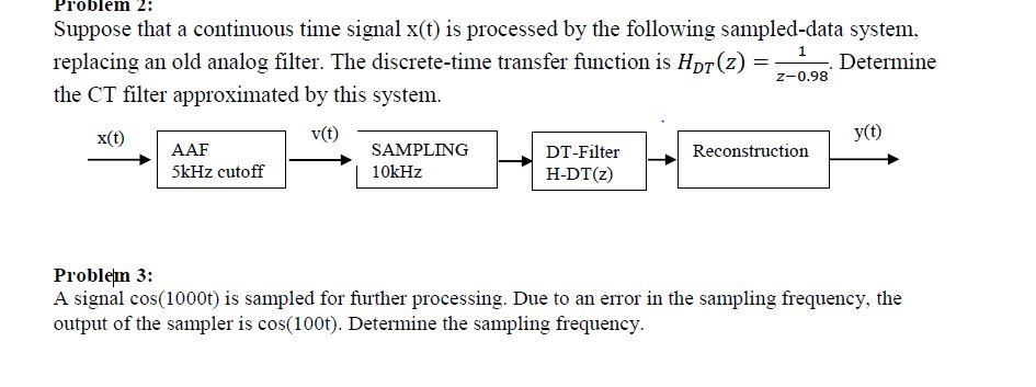 Solved Suppose that a continuous time signal x(t) is | Chegg.com