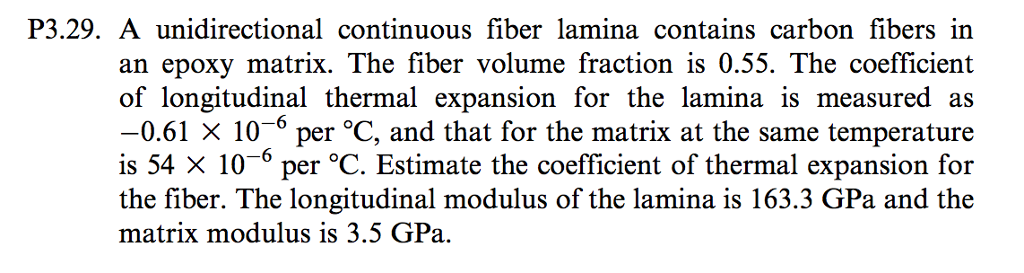 Solved P3.29. A unidirectional continuous fiber lamina | Chegg.com