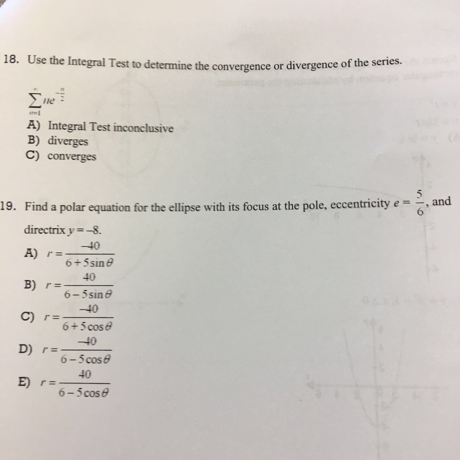 Solved Use the Integral Test to determine the convergence or | Chegg.com