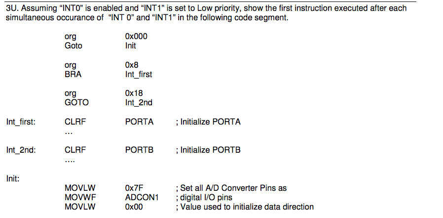 Solved Assuming “INT0” is enabled and “INT1” is set to Low | Chegg.com