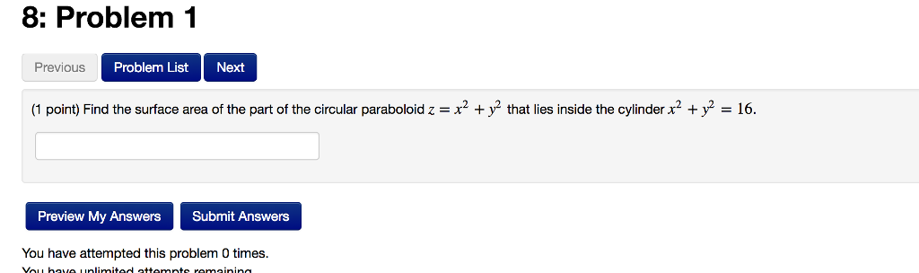 Solved 8: Problem 1 Previous Problem List Next (1 point) | Chegg.com