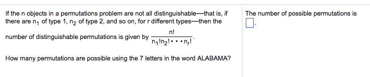 Solved The number of possible permutations is 「. If the n | Chegg.com
