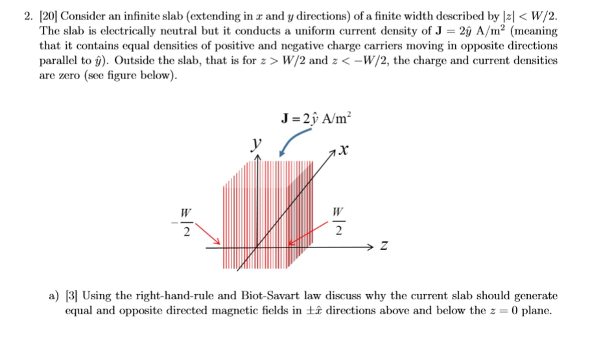 Solved 2. [201 Consider an infinite slab (extending in r and | Chegg.com