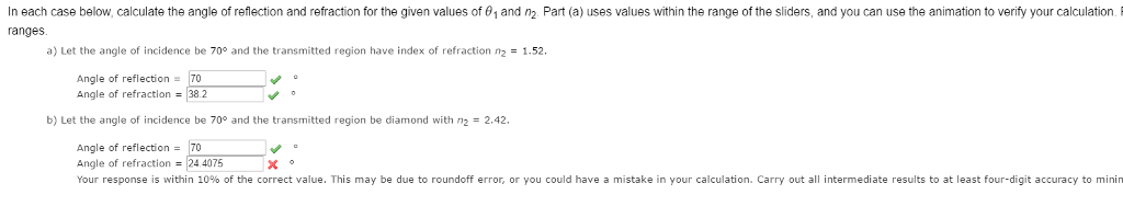 Solved In each case below, calculate the angle of reflection | Chegg.com