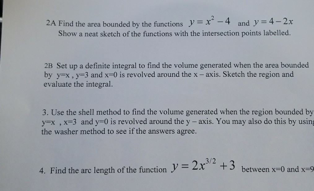 Solved 2A Find the area bounded by the functions x4 and y | Chegg.com